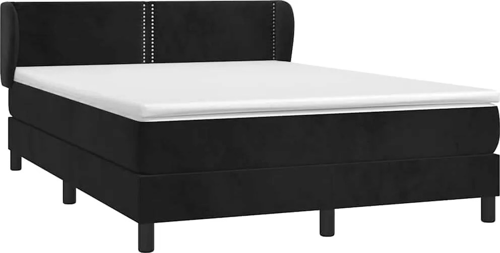 Box spring postel s matrací černá 140 x 190 cm samet 3127429