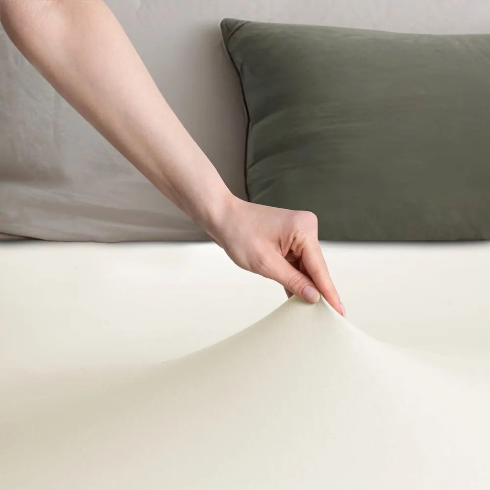 Bílé/krémové napínací prostěradlo jersey 90x200 cm Amber – Restilo