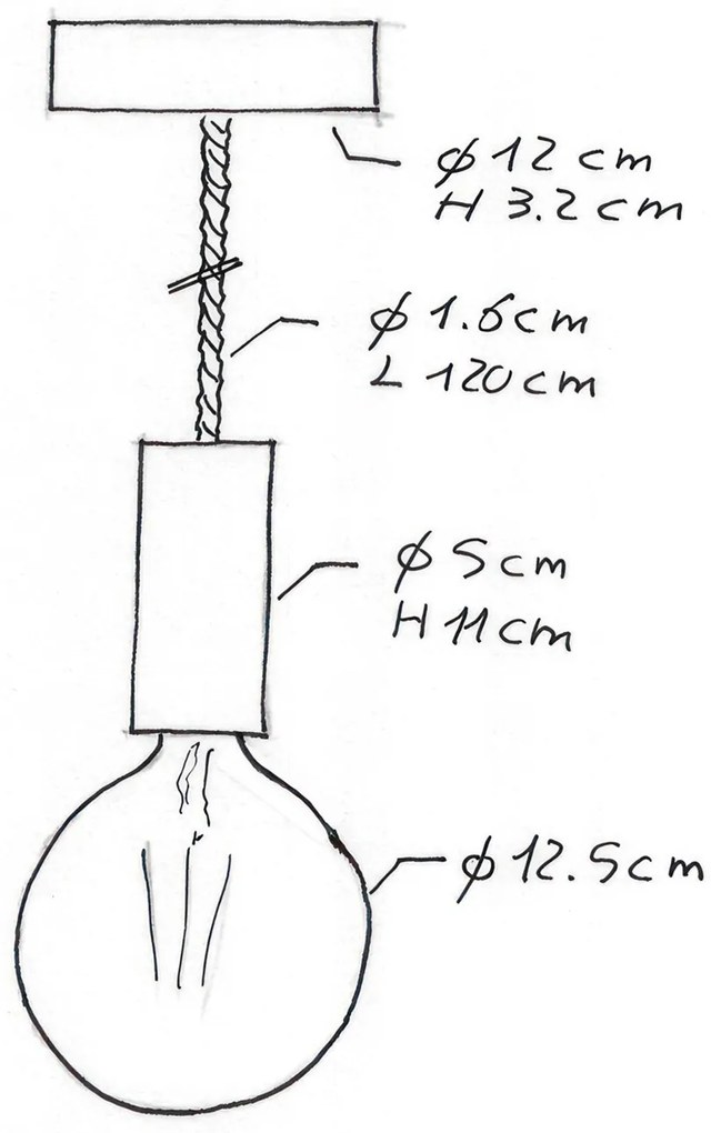 creative cables Závěsná lampa s XL námořnickým kabelem a dřevěnými detaily Barva: Neutrální-Cls06