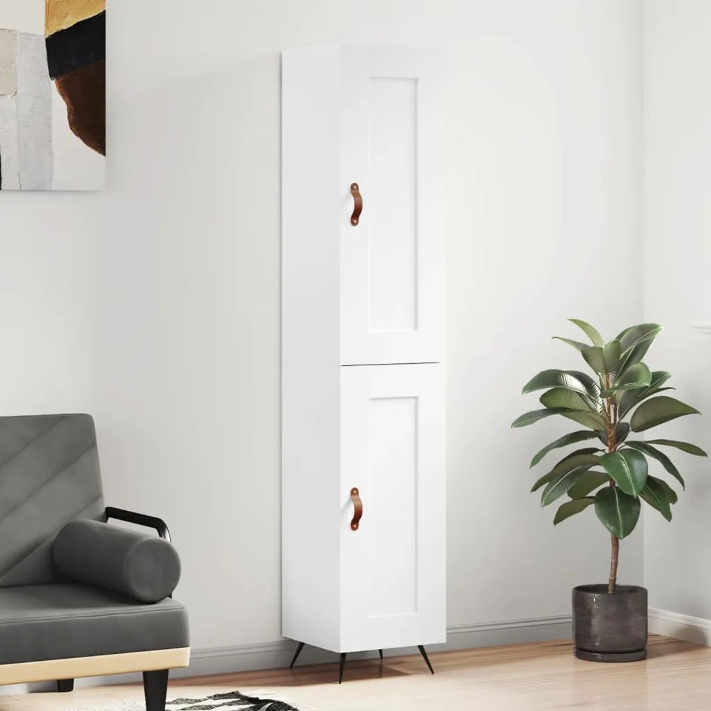 Skříň highboard bílá s vysokým leskem 34,5x34x180 cm kompozit 3200427