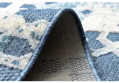 koberec Strukturální SOLE D3881 Ornament ploché tkaní modrý / béžový velikost 140x190 cm | krásné koberce cz