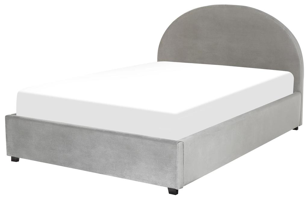 Sametová postel s úložným prostorem 140 x 200 cm šedá VAUCLUSE Beliani