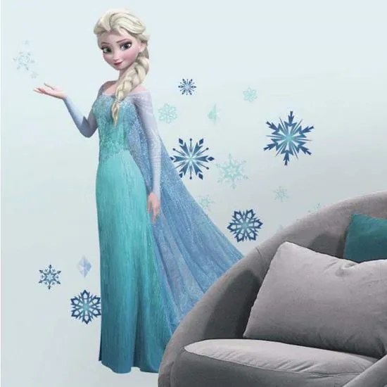 RoomMates Samolepka na zeď Frozen Ledové království Elsa třpytivá 124x105 cm