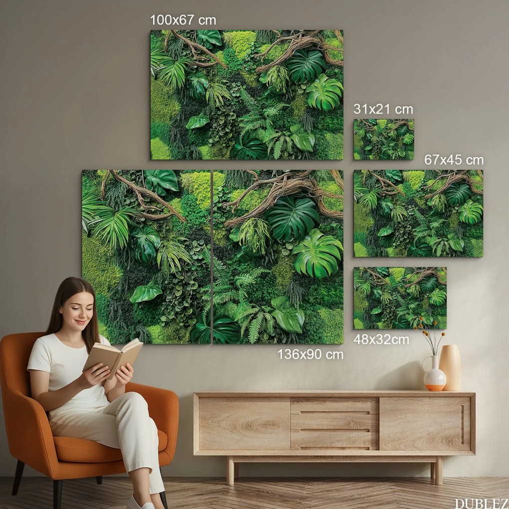 DUBLEZ | Dřevěný obraz - Mechová monstera | UV tisk, Premium