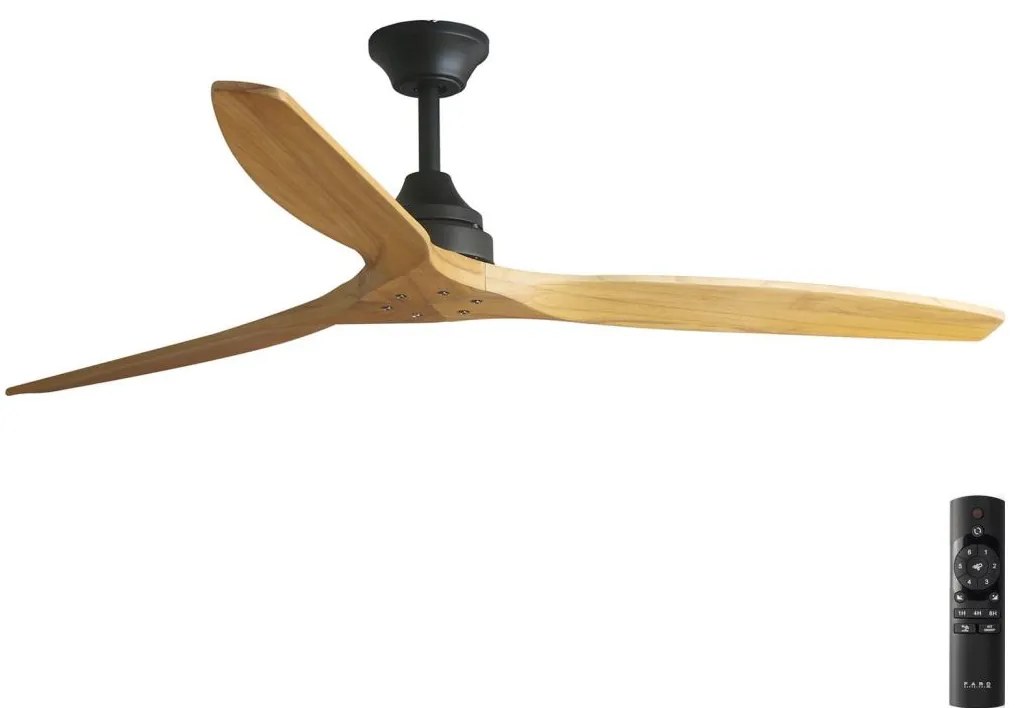 FARO Barcelona FARO 33718DC- Stropní ventilátor ALO L dřevo/černá pr. 152 cm + dálkové ovládání 33718DC