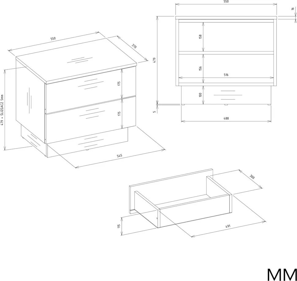 Noční stolek Amber 55 cm kašmírový