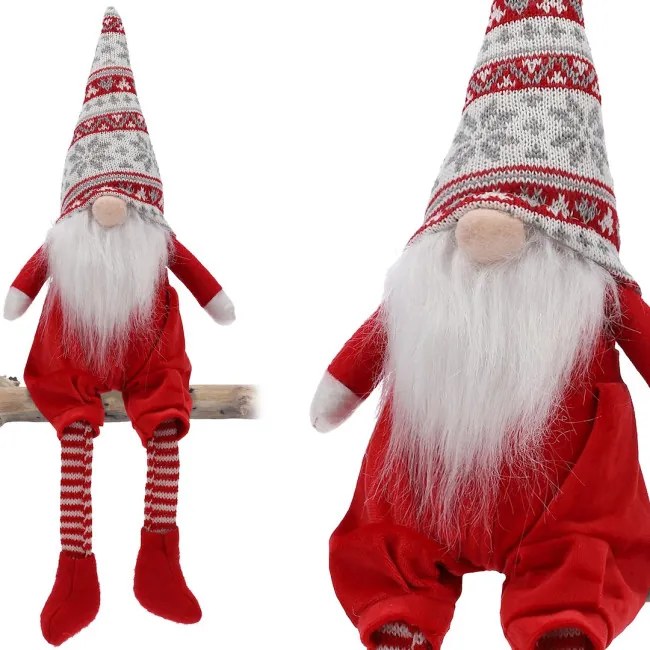 Vánoční dekorace skřítek s visícíma nohama 54 cm