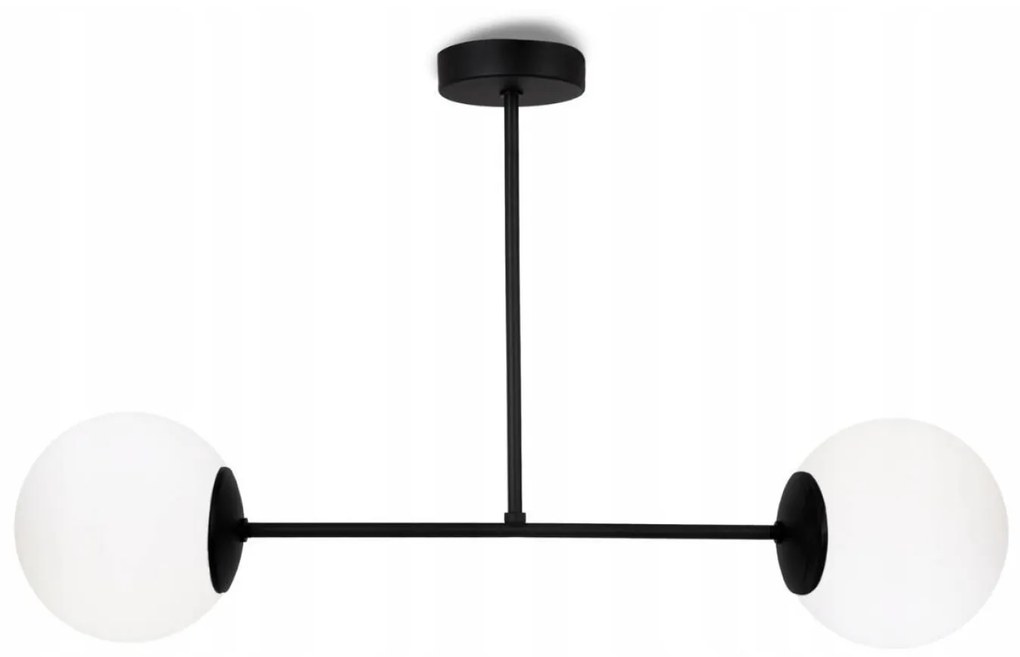 Light for home - Lustr na tyči s bílými skleněnými kuličkami PALERMO 2390/2, 2x40W, E 14, Černá