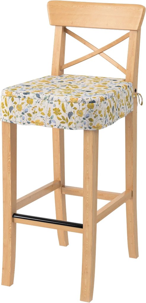 Sedák na židli IKEA Ingolf - barová barva žlutá látka pletený vzor, vzorované