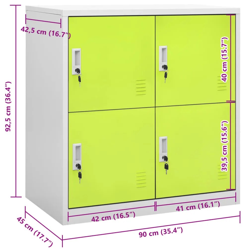 vidaXL Marketos Uzamykatelná skříň světle šedá a zelená 90 x 45 x 92,5 cm ocel