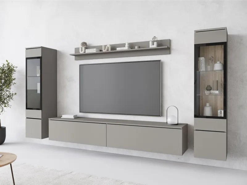 Nábytek do obývacího pokoje Sawoti II, Barva: šedé palladium, Osvětlení: bez osvětlení