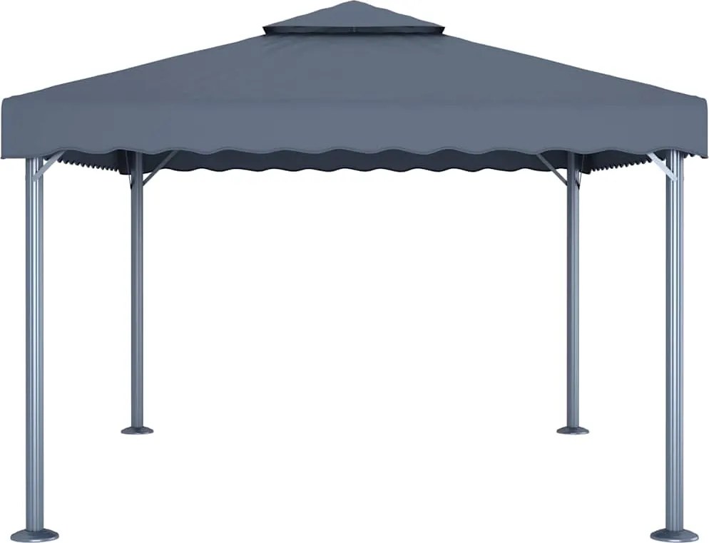 Altán se světelnými LED řetězy 400 x 300 cm antracitový hliník 3070352