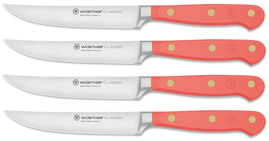 Wüsthof CLASSIC Colour Sada 4 nožů na steaky 12 cm Coral Peach 1061760403