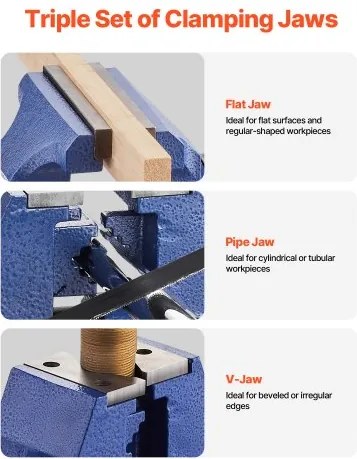 16,5 cm víceúčelový stolní svěrák Heavy Ductile Iron otočná základna 360°