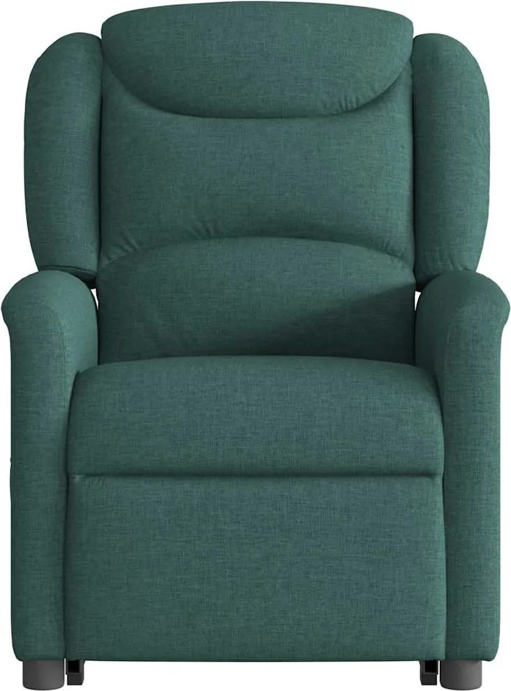 Zvedací masážní polohovací křeslo tmavě zelené textil 3303210