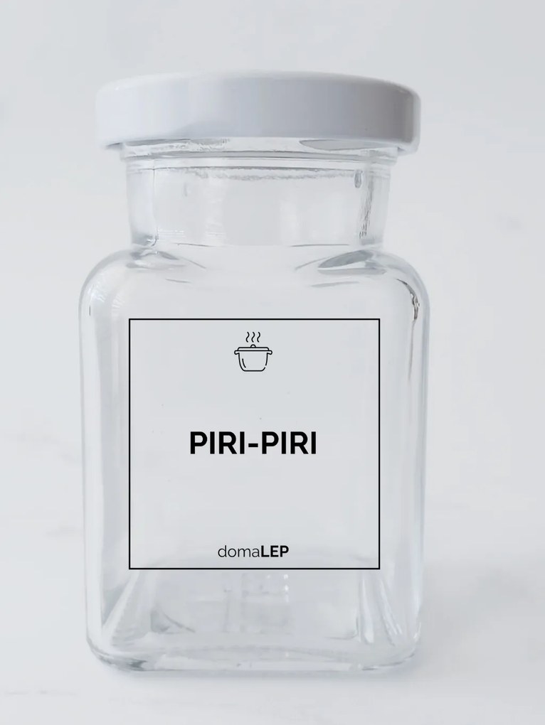 Samolepka na kořenky PIRI-PIRI průhledná 5 × 5 cm tučné písmo