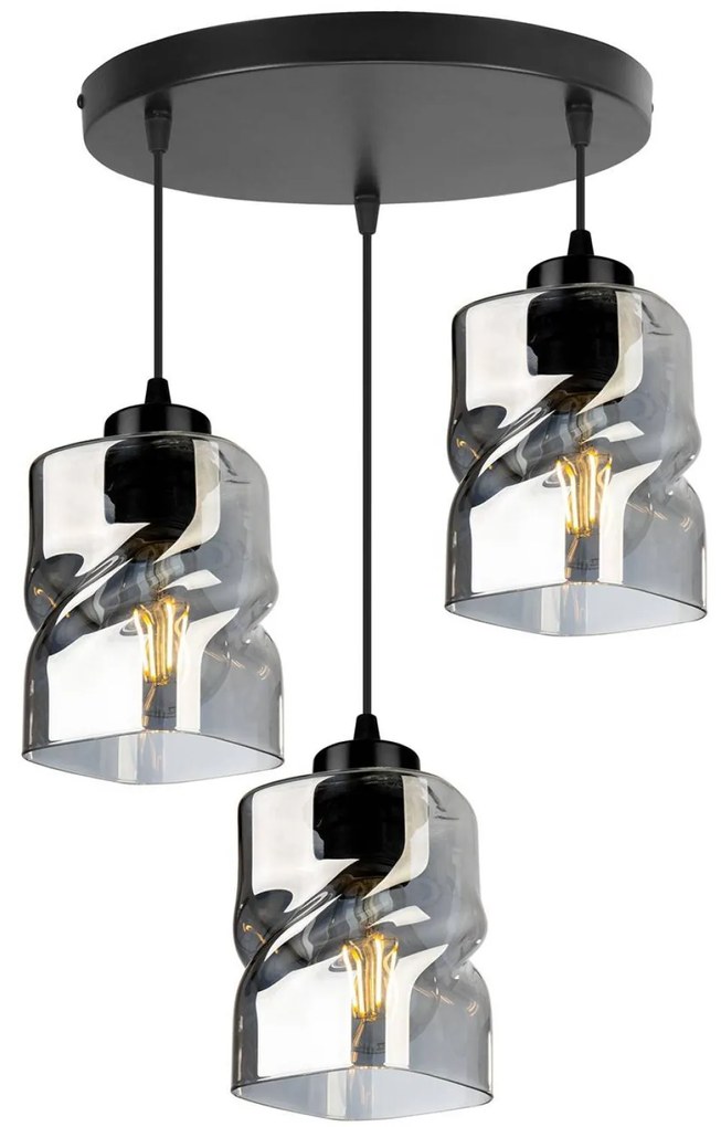 Light for home - Moderní LED závěsné svítidlo se skleněnými stínidly NIKI 2195/3/OW, 3x60W, E27, Černá