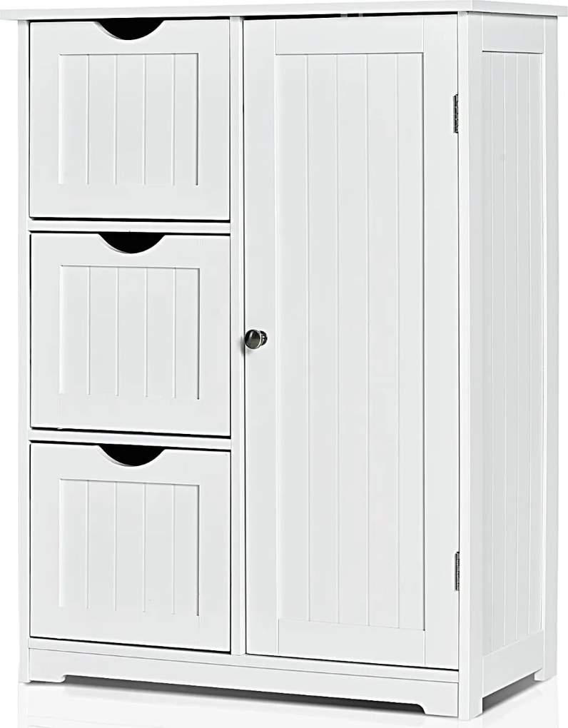 Costway Koupelnová skříňka úložná se 3 zásuvkami – 60 × 30 × 81 cm, bílý