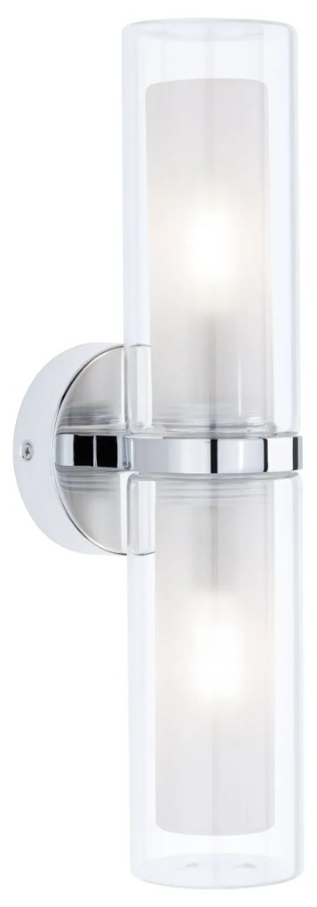Paulmann 71077 Luena, koupelnové nástěnné svítidlo 2xE14 max.20W, sklo/chrom, výška 38cm, IP44