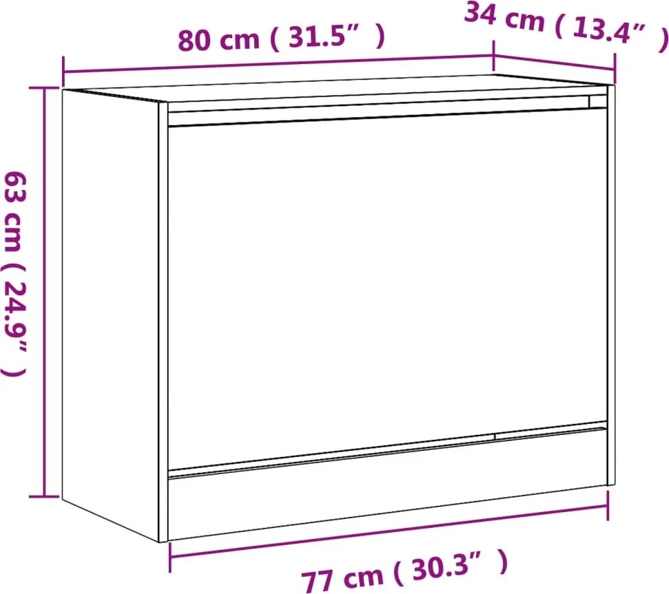 vidaXL Botník 80 x 34 x 63 cm kompozitní dřevo [839959] Barva: Betonová šedá