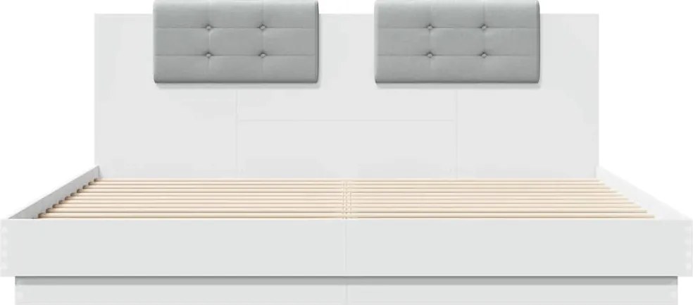 Rám postele s čelem bílý 200 x 200 cm kompozitní dřevo 3209891