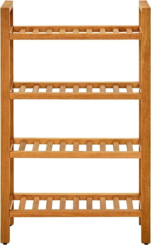 Botník se 4 policemi 50 x 27 x 80 cm masivní dubové dřevo 331746
