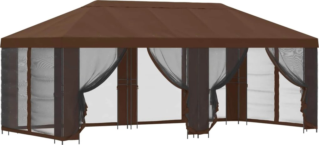 Zahradní altán se stěnami 6 x 3 m Hnědá Polyester a ocel 3376030