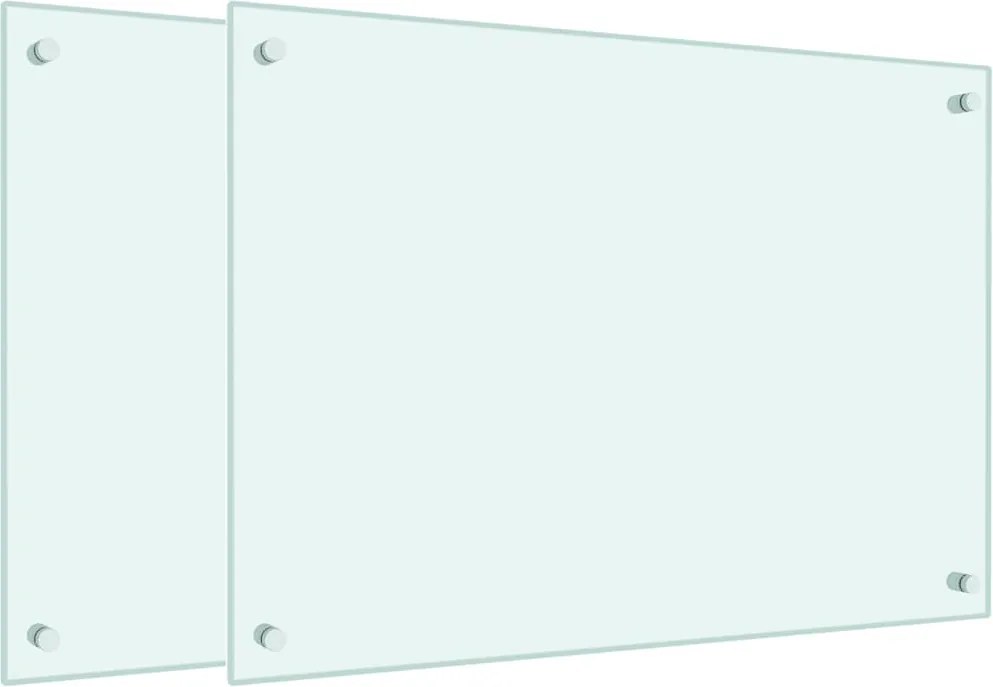 Kuchyňské panely 2 ks bílé 70 x 50 cm tvrzené sklo 3315784