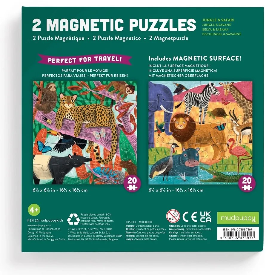 Mudpuppy Magnetické puzzle Safari a džungle 2x20 dílků