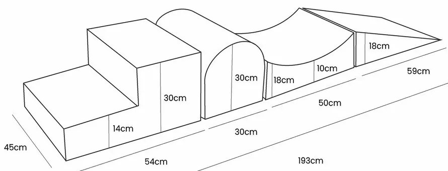 Béžové sametové pěnové hřiště 45x193x30 cm Montessori – Meowbaby