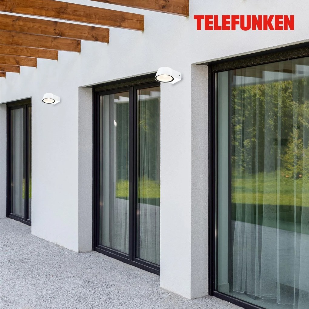 TF 323006TF TELEFUNKEN LED venkovní nástěnné svítidlo, IP54 voděodolné a prachotěsné, bílý hliník - BRILONER