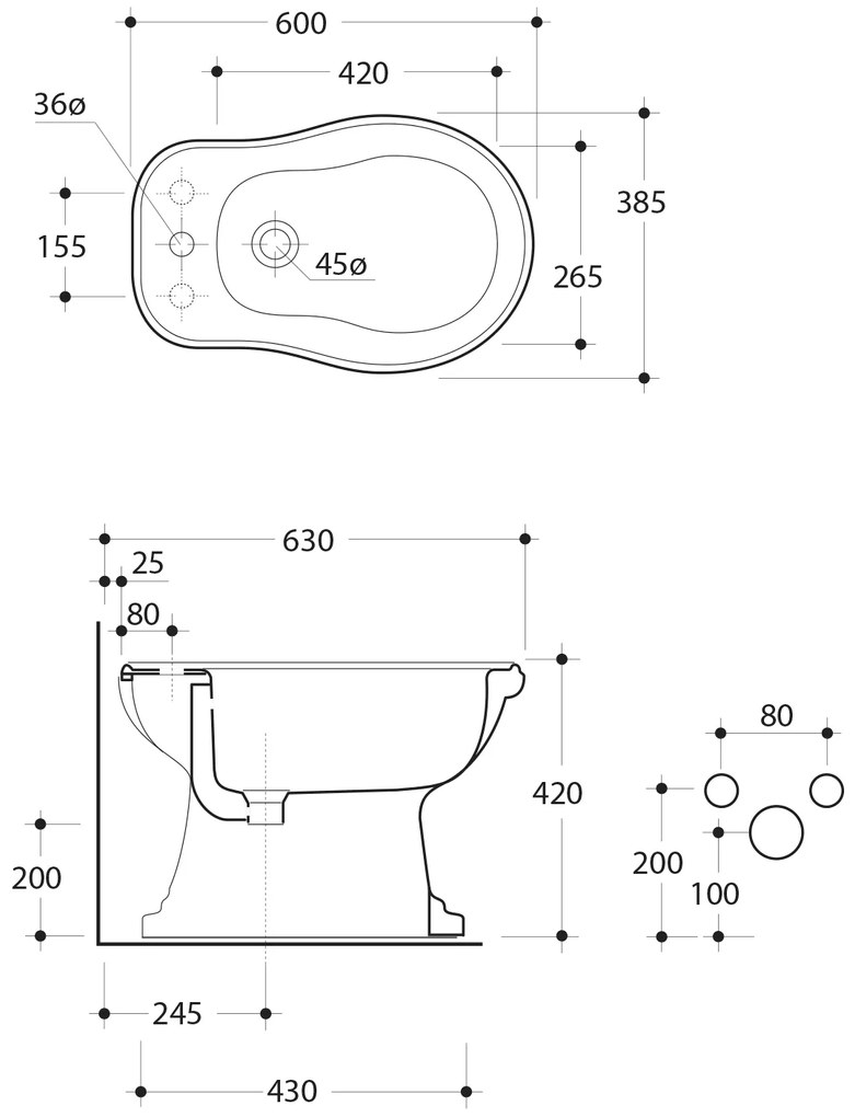 Kerasan, RETRO bidet 38,5x41x60cm, 102001