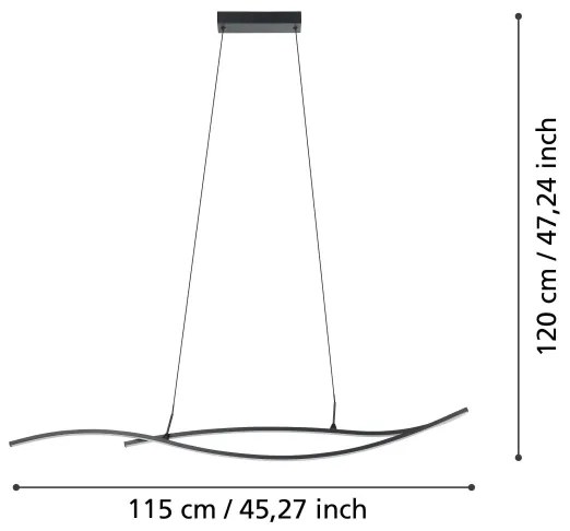 Eglo 901207 - LED Lustr na lanku GRISOLIA LED/20W/230V 4000K černá