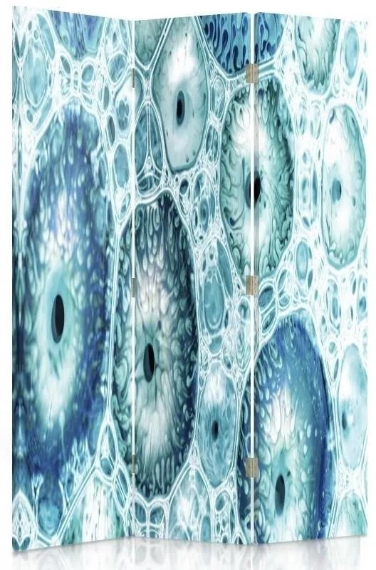 Ozdobný paraván Abstraktní tyrkysová - 110x170 cm, třídílný, klasický paraván