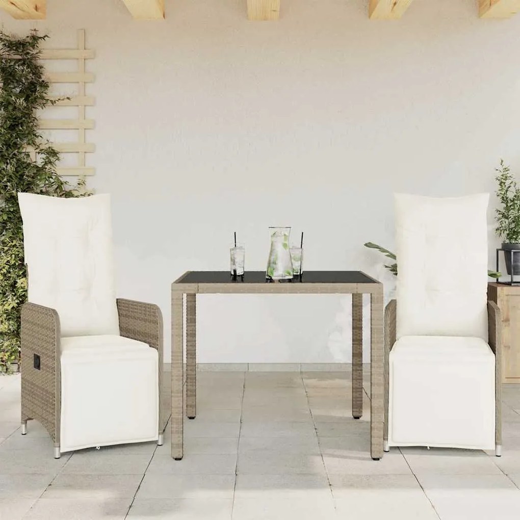 3dílný zahradní bistro set s poduškami hnědý polyratan 3277209