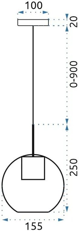 Toolight - skleněná stropní svítilna E27 60W APP686-1CP, zlatá, OSW-00097