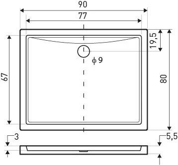 Novoterm Čtvercová akrylátová sprchová vanička NV-Oskar 90x90 cm, bílá
