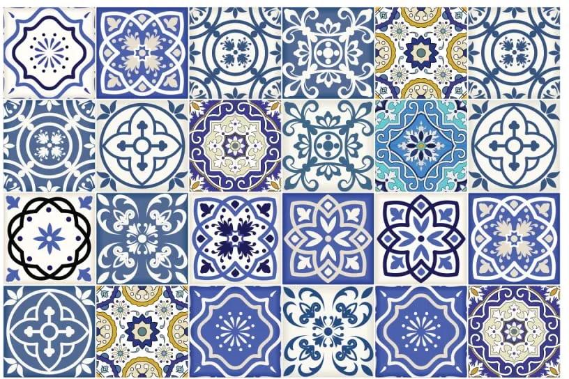 Sada 24 nástěnných samolepek Ambiance Wall Stickers Tiles Flamenco, 10 x 10 cm