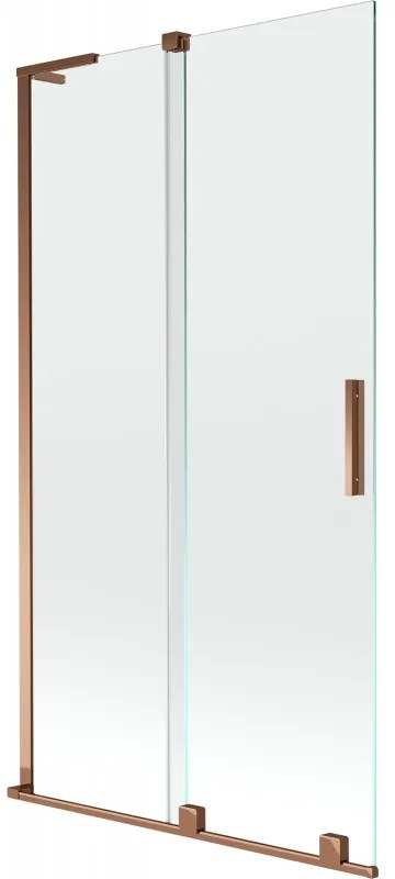 Mexen Velar L, 2-křídlová posuvná vanová zástěna 100 x 150 cm, 8mm čiré sklo, růžové zlato, 896-100-003-01-60