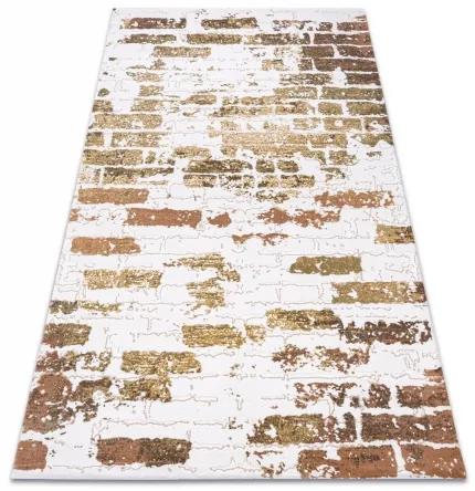Kusový koberec akrylový DIZAYN 125/5057 Cihlová zeď slonová kost / zelený Rozměr: 160x230 cm