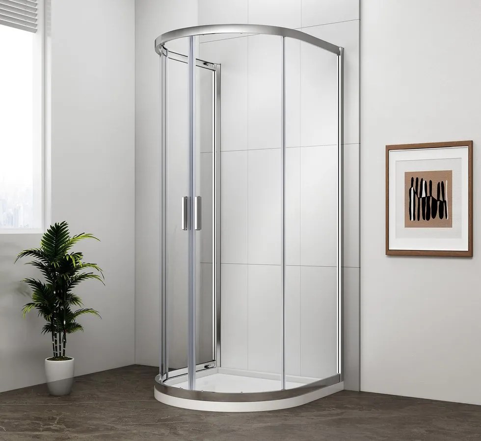 Polysan Polysan, EASY polokruhová sprchová zástěna 900x900mm, čiré sklo, EL4615