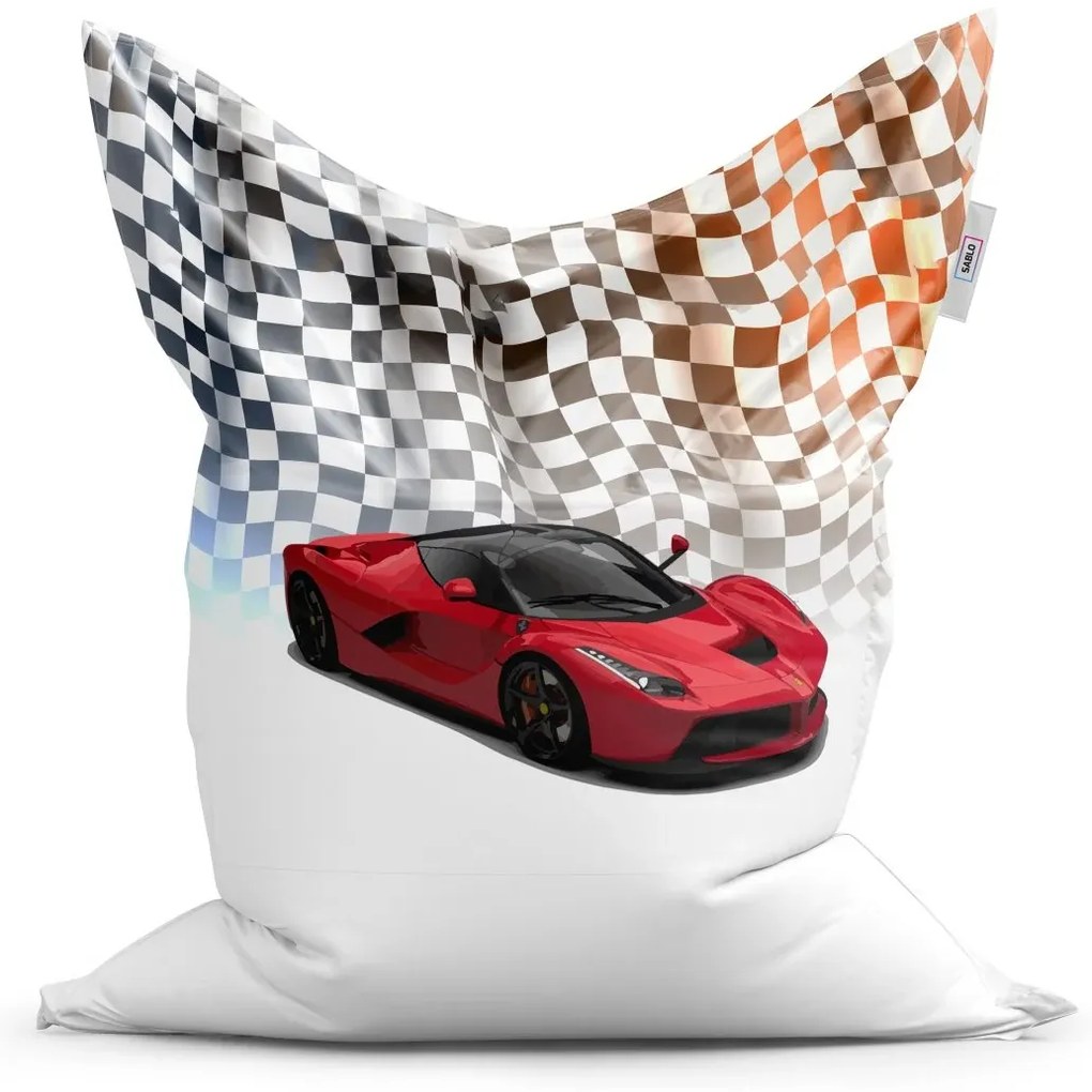 Sablio Sedací vak Ferrari Závodní vlajka - 200x140 cm
