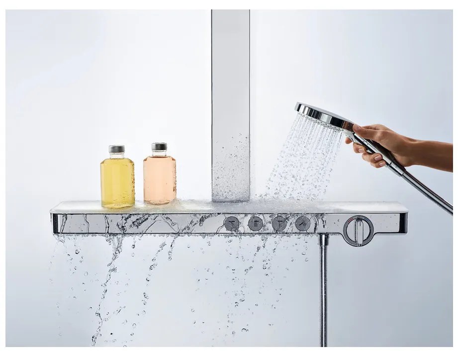 Hansgrohe Rainmaker Select, Showerpipe 460 3jet EcoSmart 9 l/min s termostatem, bílá/chromová, HAN-27029400