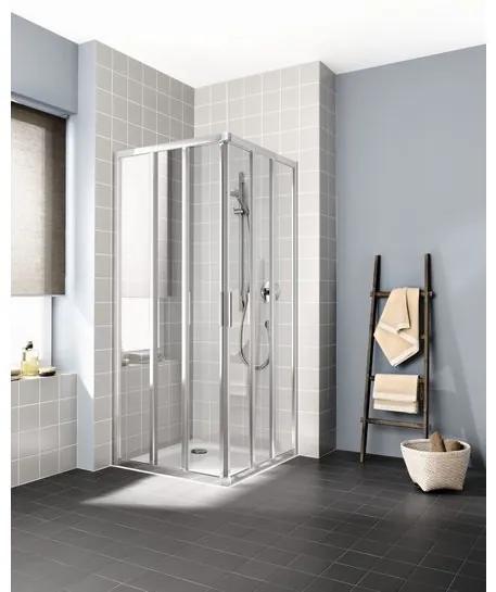 Kermi Cada XS Rohové sprchové dveře 75 cm, 3-dílné, pravé, stříbrná CKE3R07520VPK