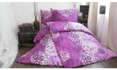 XPOSE® Bavlněné povlečení na 2 postele AMÉLIA fialová, 140x200/70x90cm