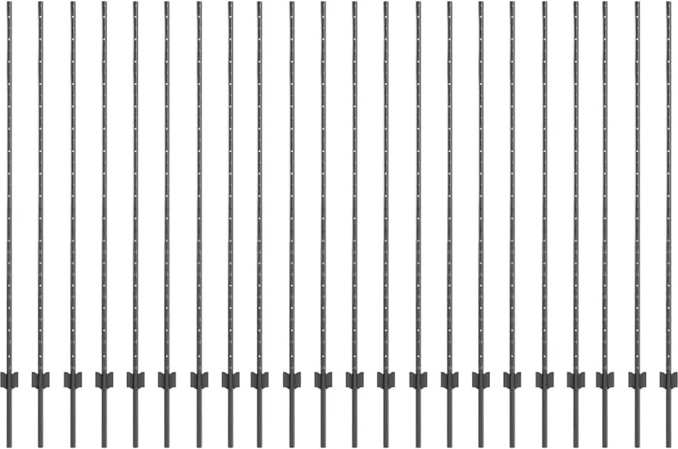 Zabudovaný plotový sloupek 22 ks Šedá 200 cm 3335942