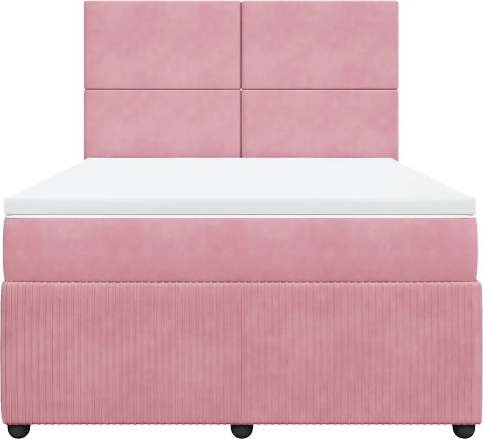 Box spring postel s matrací růžová 140x200 cm samet 3294657