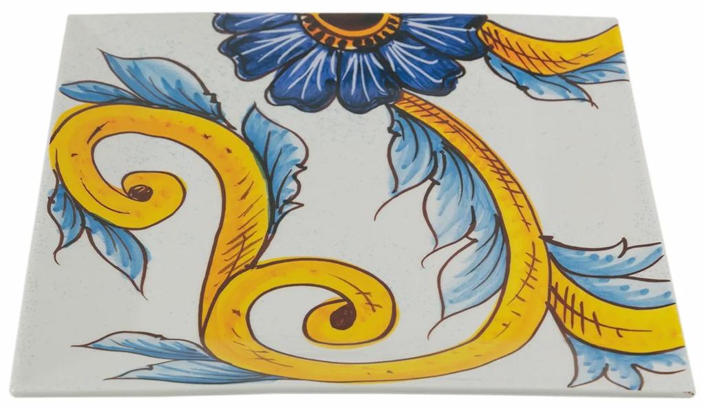 VILLA D’ESTE HOME TIVOLI Čtvercový jídelní talíř Le Riggiole barevný dekor, porcelán, 30 cm