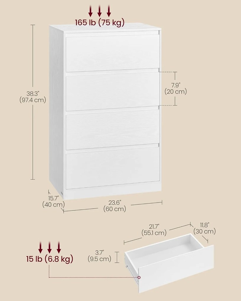Komoda Vasagle Kailyn 60 cm bílá III