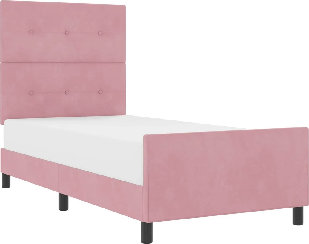 Postel s boxspringem s čelo Růžová 100 x 200 cm samet 3344926
